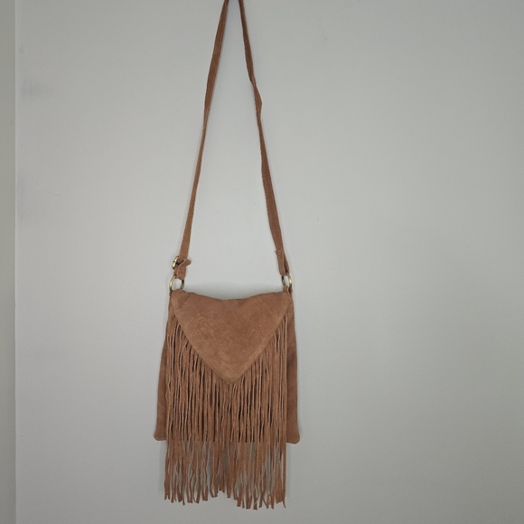 EARTHBOUND | Bags | Earthbound Leather Brown Suede Fringe Shoulder Hobo ...